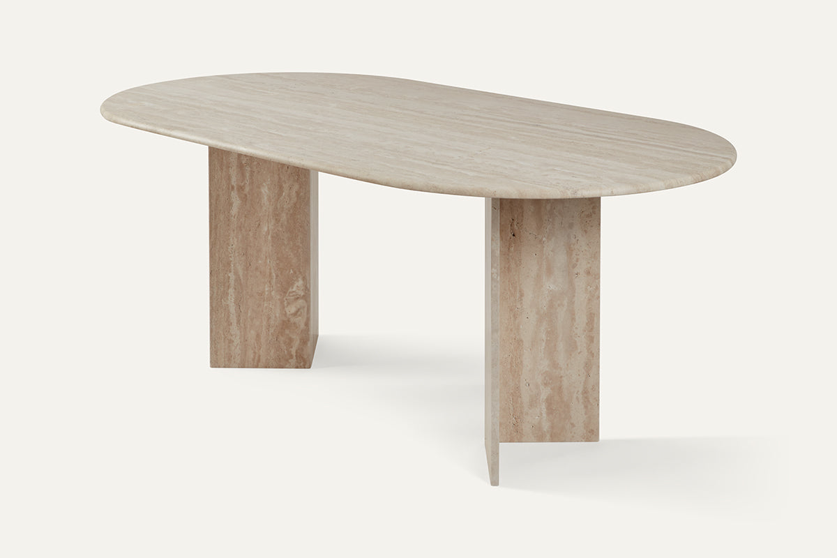 ELLIPSE 190 - 6 Seater Natural Stone Travertine Marble Dining Table ...
